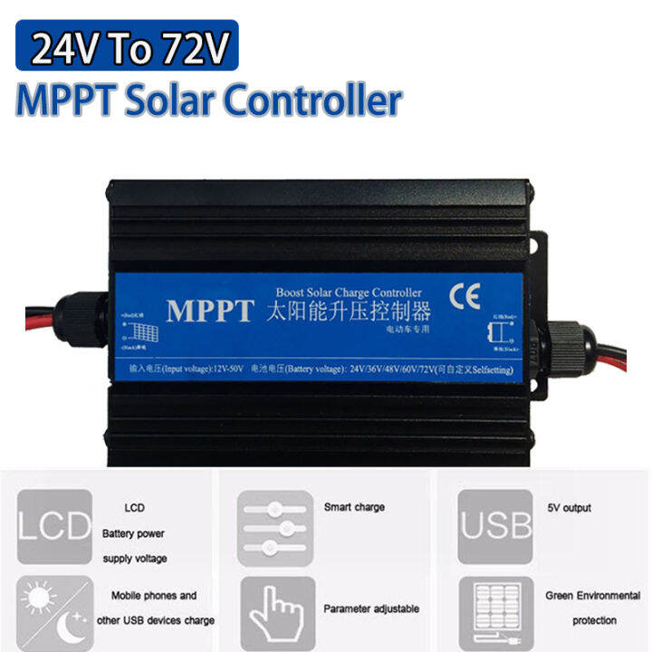 4 LEDS MPPT Boost Solar Charge Controller Panel Regulator Inligent Regulator Battery Regulator ...
