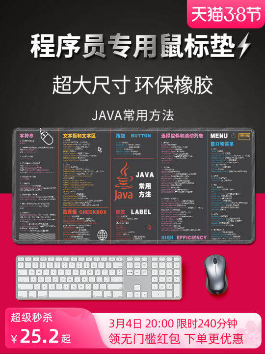 Programmer Mouse Pad Function Oversized Computer Padpythoncommonly Usedjavareference Shortcut