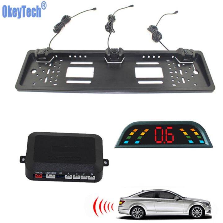 Okeytech Car Parking Sensor Kit European License Plate Camera Front ...
