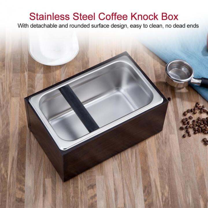 Stainless steel coffee knock boxes and handle coffee grounds containers ...