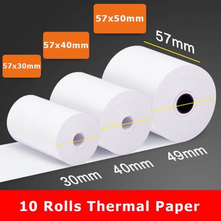 10Rolls 57MM Thermal Printing Paper for Cash Registers POS Printer Kids ...