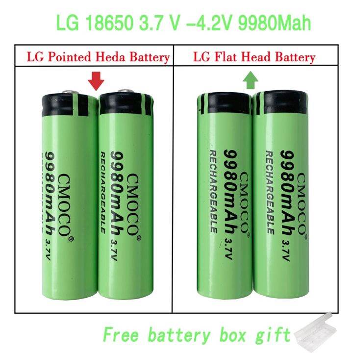 LG-CMOCO 2pcs 18650 9980mAh Rechargeable Battery 3.7V Li-ion Battery ...