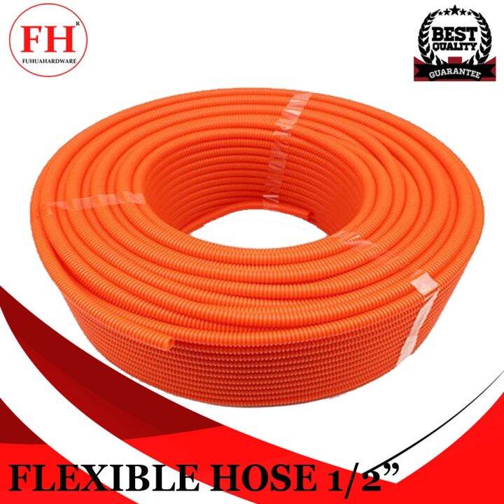 BioPipe (1/2 Inch) 50 Meters Orange PVC Corrugated Electrical Flexible ...