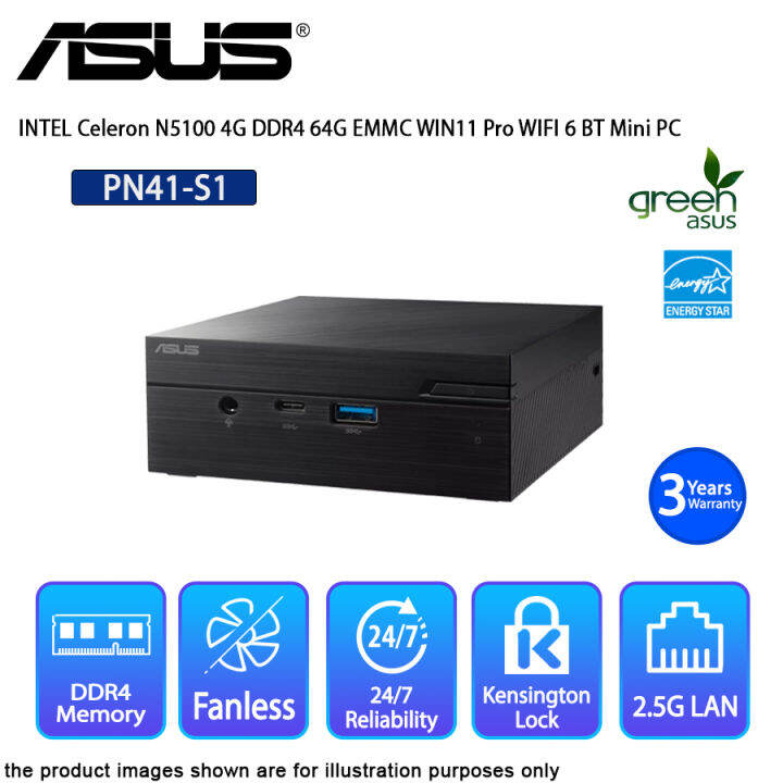 ASUS PN41-S1 INTEL Celeron N5100 4G DDR4 64G EMMC WIN11 Pro WIFI 6 BT ...