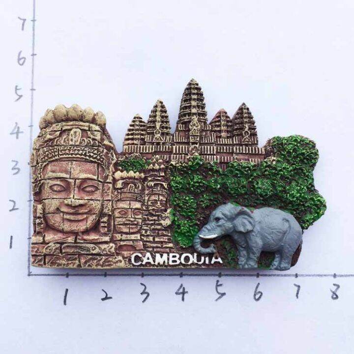 Cambodia Angkor Wat Khmer Smile Elephant Stereo Travel Souvenir Magnet ...