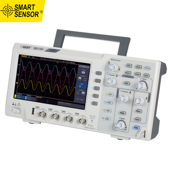 Smart Sensor Owon Sds1104 4 Ch Digital Storage Oscilloscope With 7 Inch Lcd Display Handheld
