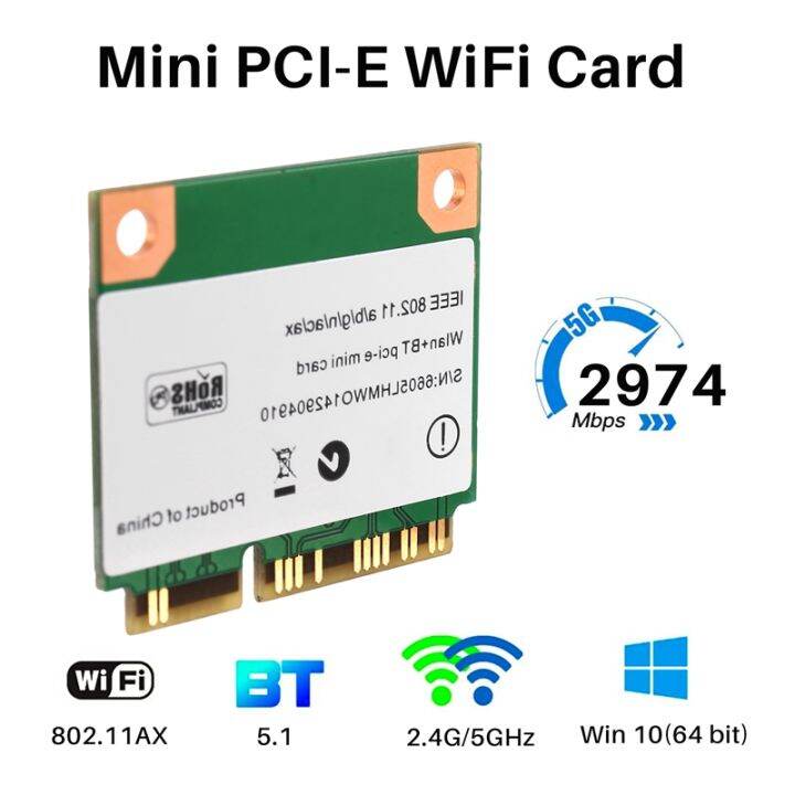MPE-AX3000H Dual Band Wifi 6 Card 802.11Ax Wireless Half Mini PCI-E ...