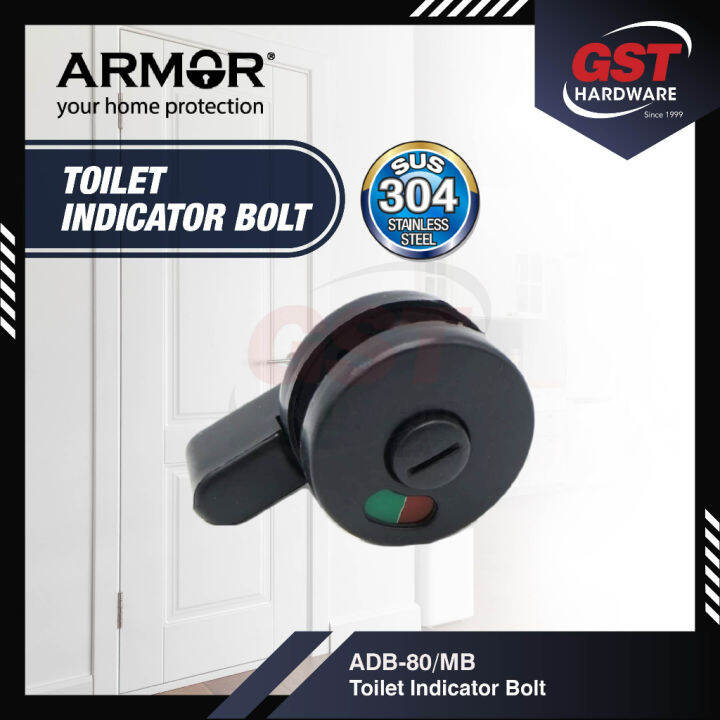Armor Toilet Indicator Bolt Matt Black ADB-80 Fitting Room Latch ...