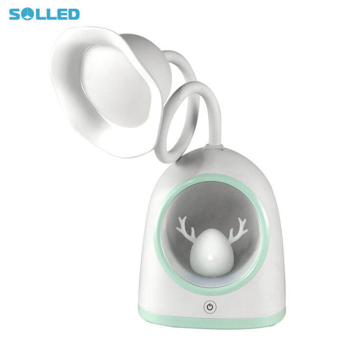 SOLLED โคมไฟ LED ตั้งโต๊ะรูปกวางหิมะชาร์จ USB โต๊ะอ่านการเรียนรู้ไฟดูแล ...
