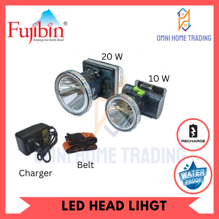 Fujibin FBWP-HL 10W/20W LED Water Proof Rechargeable Head Lamp ...