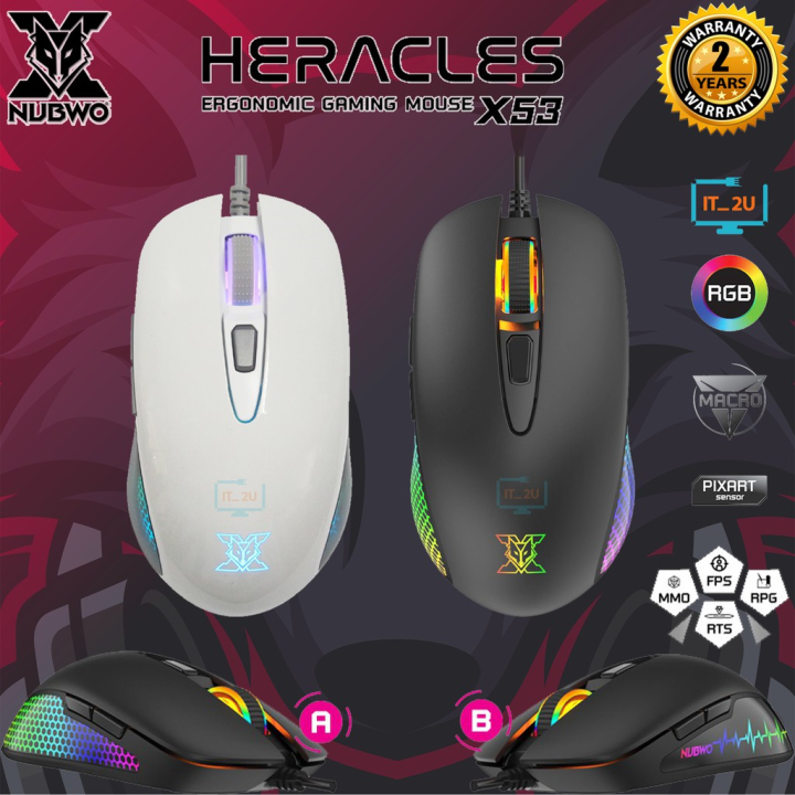 Nubwo x53 Heracles Mouse Gaming Rgb LED เมาส์เกมมิ่ง เมาส์เล่นเกม ...
