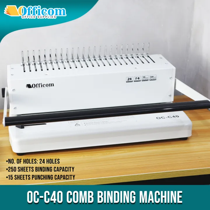 Officom C40M Comb Binding Machine (LONG/LEGAL) F4 Size Heavy Duty Binder 250s Binding Capacity ...