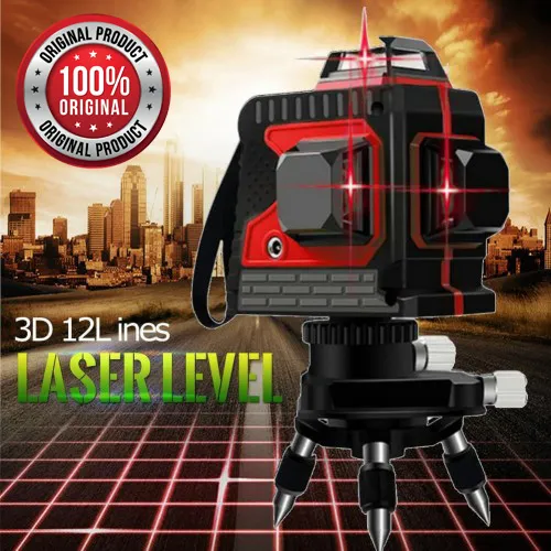 Mesin Self Leveling 3D Wall Meter 12 Line Laser Leser Siku Merah Alat ...