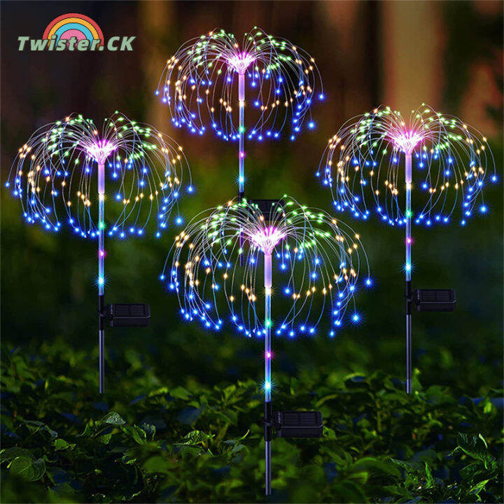 120 LED 2 Modes Solar Firework Lights Outdoor Garden Waterproof ...