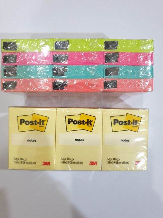 Post it 653 3M 1.5in X 2in ยกแพ็ค 12 เล่ม ของแท้ชัวร์ โพสอิส คละสี สีเหลือง | Lazada.co.th
