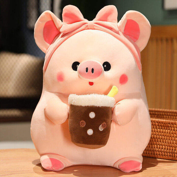 30/40/60Cmnew Kawaii Bule Tea Pig Plush Toy Cute Stuffed Animal Pink ...