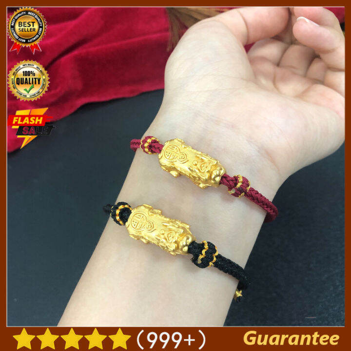 IY-100% Asli Desain Emas Pixiu Gelang 24K Ukuran Dapat Disesuaikan Pria ...