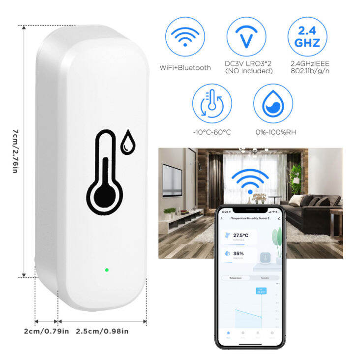 2 Pack WiFi Hygrometer Thermometer Sensor, Wireless Temperature and ...