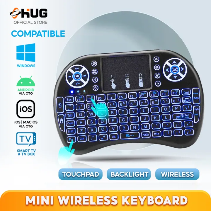 Mini Keyboard 2.4GHz 7-color Backlight Wireless Mini Keyboard with ...