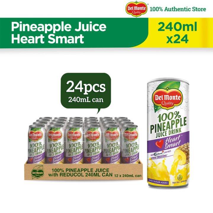 DEL MONTE 100% Pineapple Juice Drink Heart Smart with Reducol - 240ml x ...
