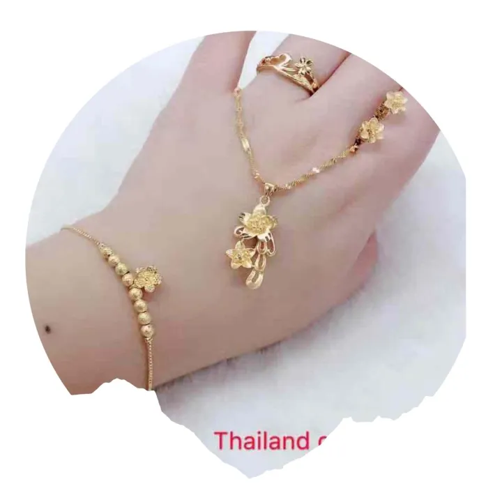 Thailand gold 4in1 set free box(adjustable size ring)#28 | Lazada PH