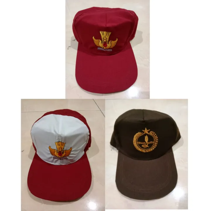 Topi Sekolah SD Merah Putih Merah Polos Dan Coklat | Lazada Indonesia