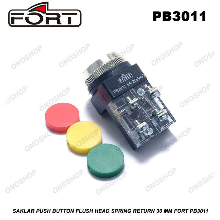 Saklar Push Button Flush Head Spring Return 30 mm Fort PB3011 | Lazada ...