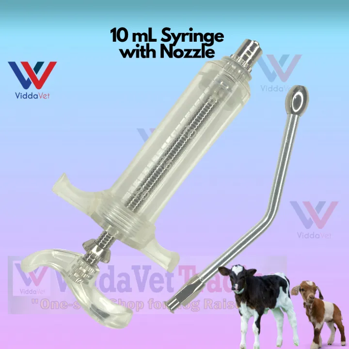 10 ml TPX Syringe with Oral Drencher Stainless steel Syringe Oral ...