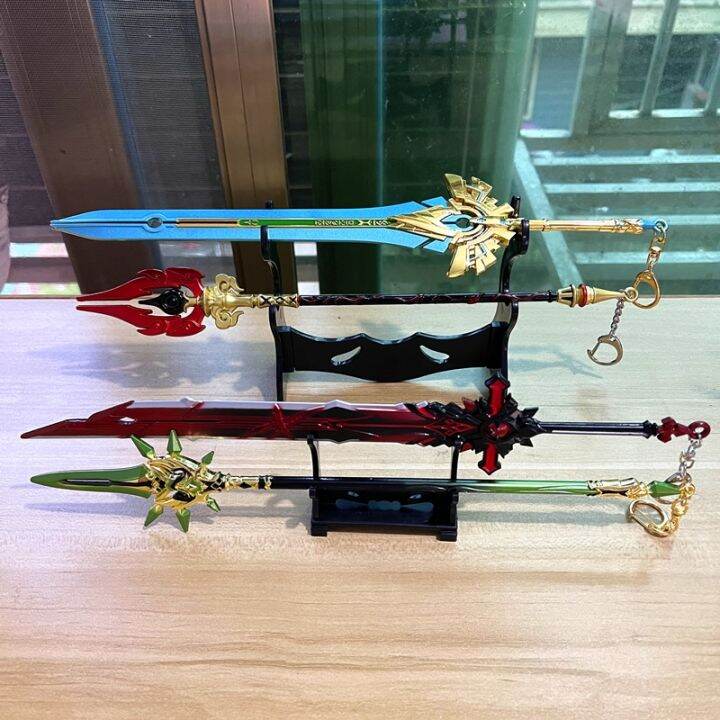 19CM 30CM Funny Genshin Impact Anime Weapons Model Metal Keychains 5 ...