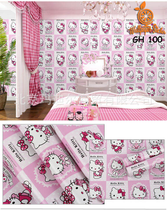 COD Wallpaper Dinding Motif Karakter Hello Kitty Wallstiker Premium ...