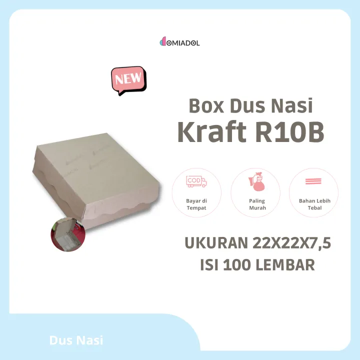 Box Dus Nasi Kotak R10B Kraft Premium 350 Gsm - Ukuran 22x22x7,5 (100 ...