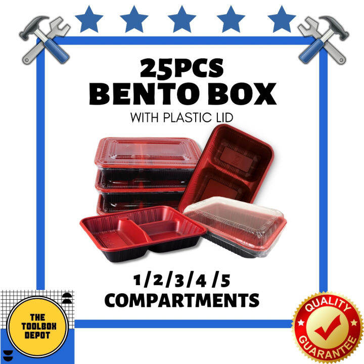 Bento Box Trays 1 | 2 | 3 | 4 | 5 Division/Compartment w/ Lid [25pcs ...