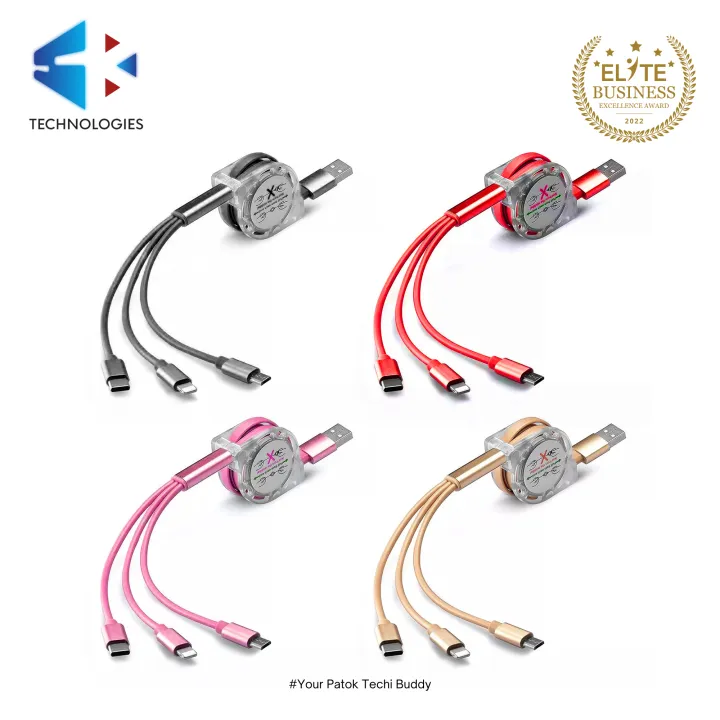 Multi USB Charger Cable Retractable 3 in 1 Multiple Charging Cord 3 in ...