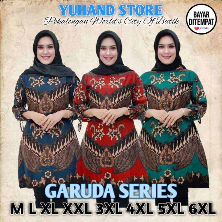 TUNIK BATIK JUMBO MOTIF GARUDA SERIES CANTIK KALEM ELEGAN DRESS BATIK ...