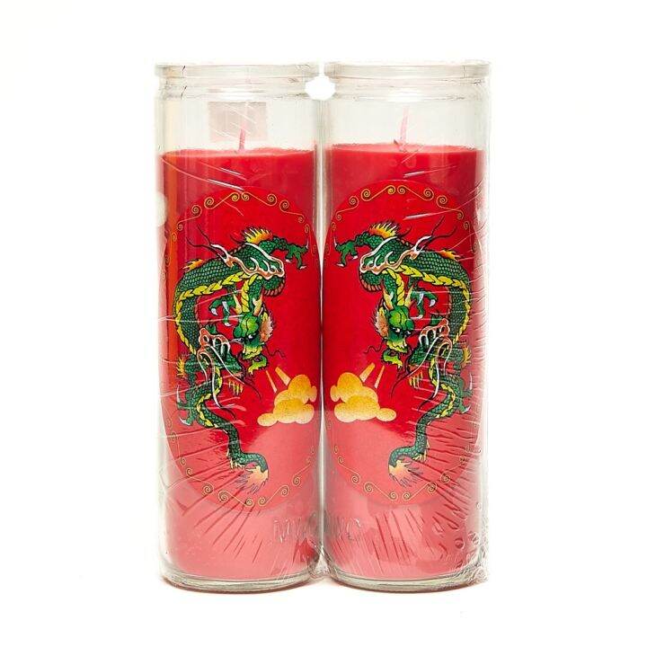 Manila Wax Dragon Red Candle in Glass 2s (Designed For A Long Burn Time ...