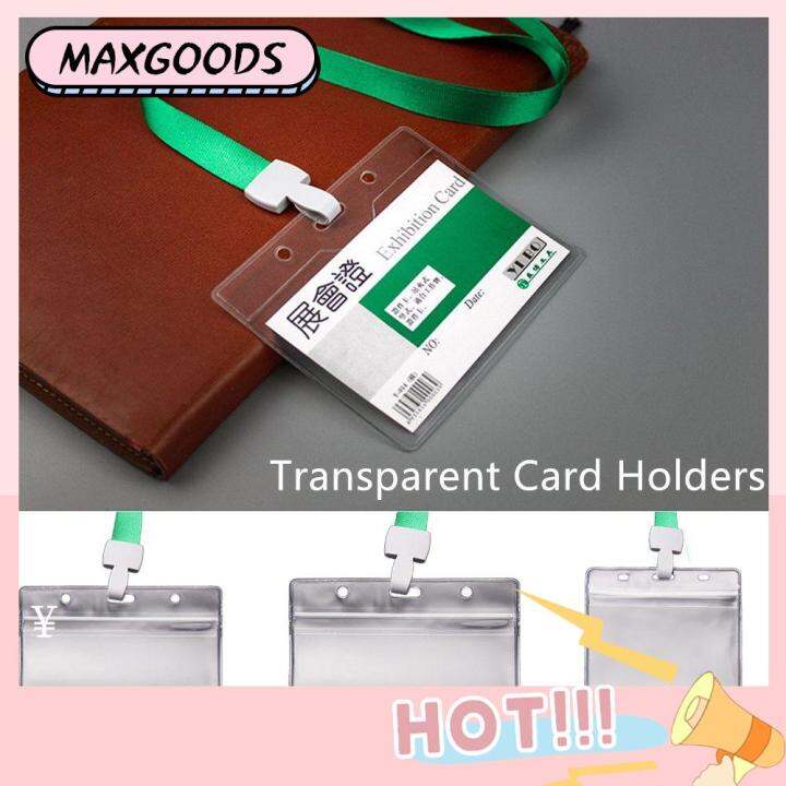 MAXG Waterproof Soft Plastic Horizontal and Vertical Card Holder 2-Sided ID Badge Holder Card ...