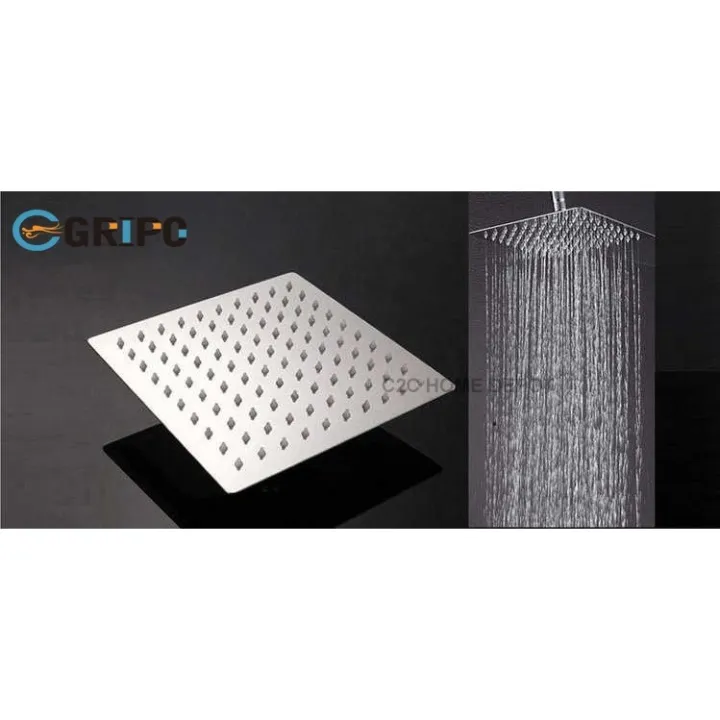 GRIPO 304 stainless square rain shower head 8 inch (GR6800) ♧ | Lazada PH