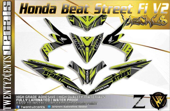 High-Quality full Decals and Stickers for Honda Beat street Fi V2 (grey ...