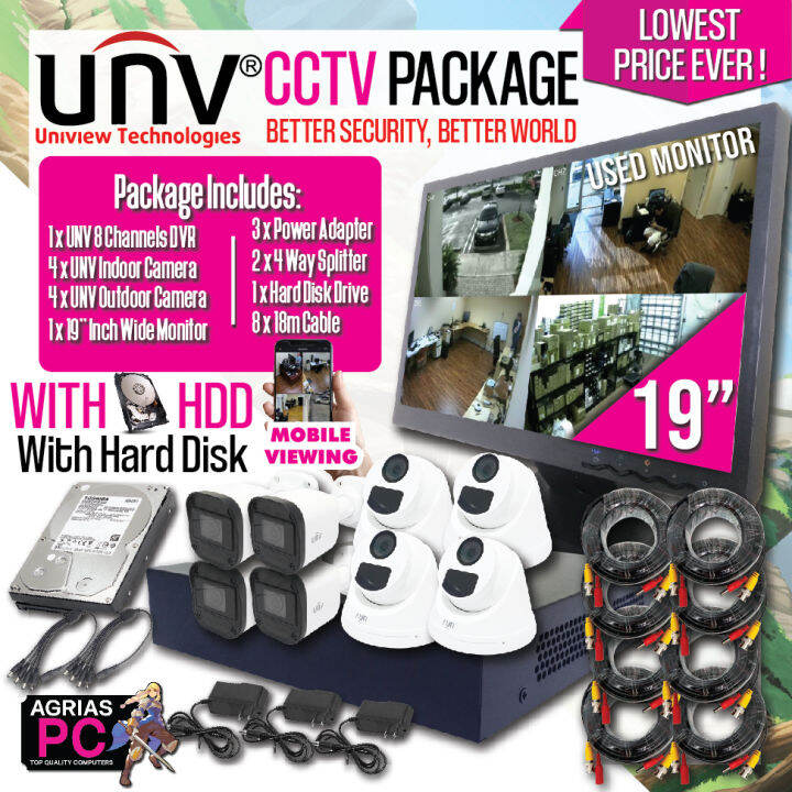 UNV CCTV PACKAGE Complete Set /8 CAMERAS / BRAND NEW DVR 8 Channel / WITH HARD DISK OPTION ...
