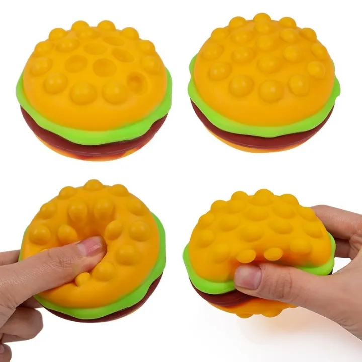 Burger Stress Ball 3D Squishy Hamburger Fidget Toys Silicone ...