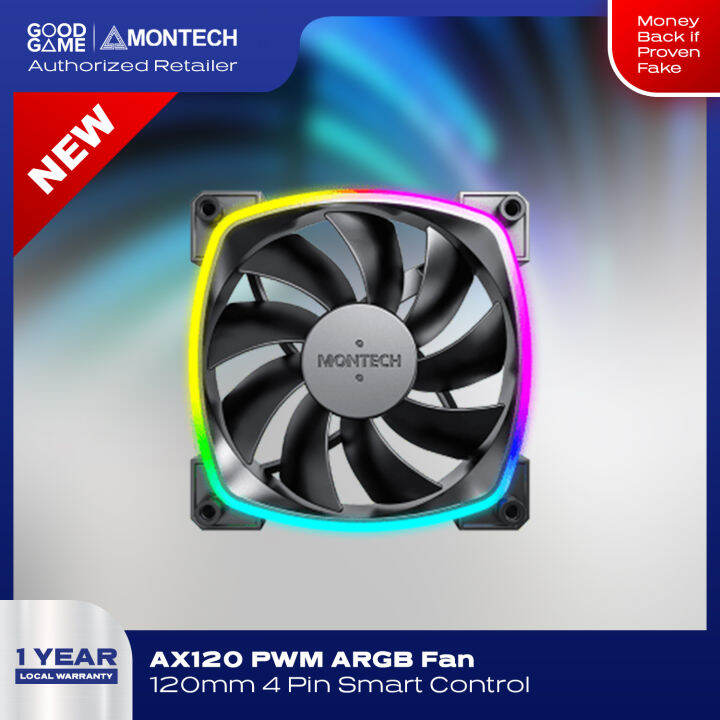 Montech AX120 PWM ARGB Fan / Computer Fan Wing Shaped Blades 120mm 4 ...