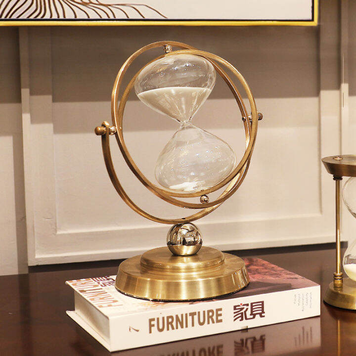 European Retro Globe Hourglass Sand Timer Metal Hour Glass 15/30/60 ...
