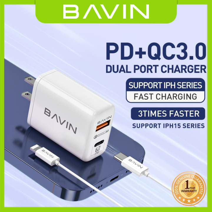 BAVIN PC351 PD + Qualcomm3.0 Fast Charger Port Portable Wall Charger ...