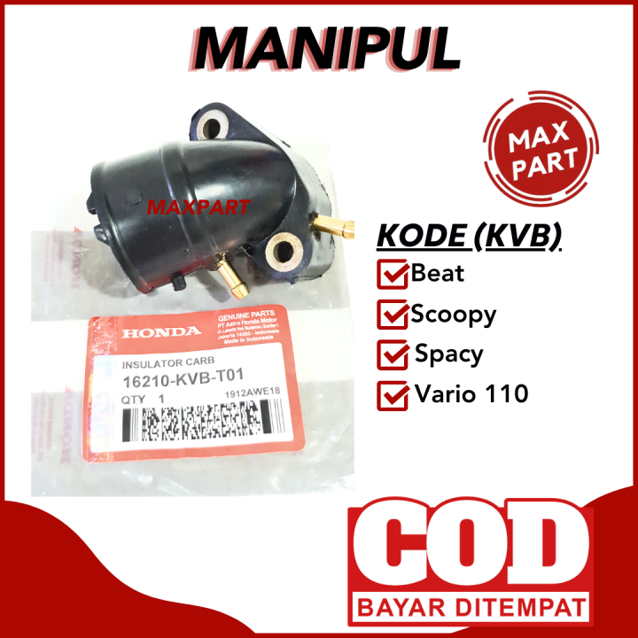 MANIPUL KARET INTAKE INTEK KVB MANIFOLD INSULATOR KARBURATOR HONDA VARIO 110 BEAT SCOOPY SPACY ...