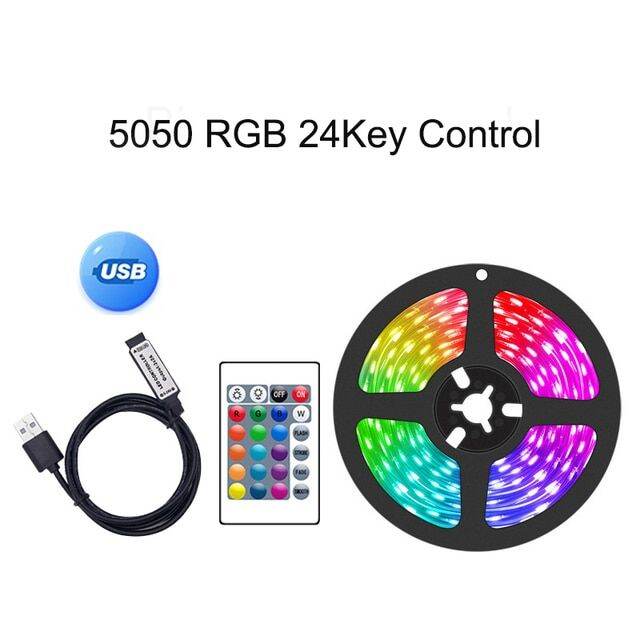 แถบริ้วยูเอสบี Led สี Rgb พร้อมตัวควบคุมแถบไฟ Led บลูทูธ5050 Led สาย ...