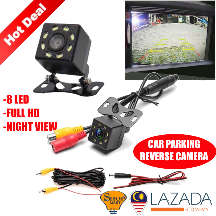 Car Reverse Camera Full Set Full HD Night Vision Rear View Camera 8 Led ...