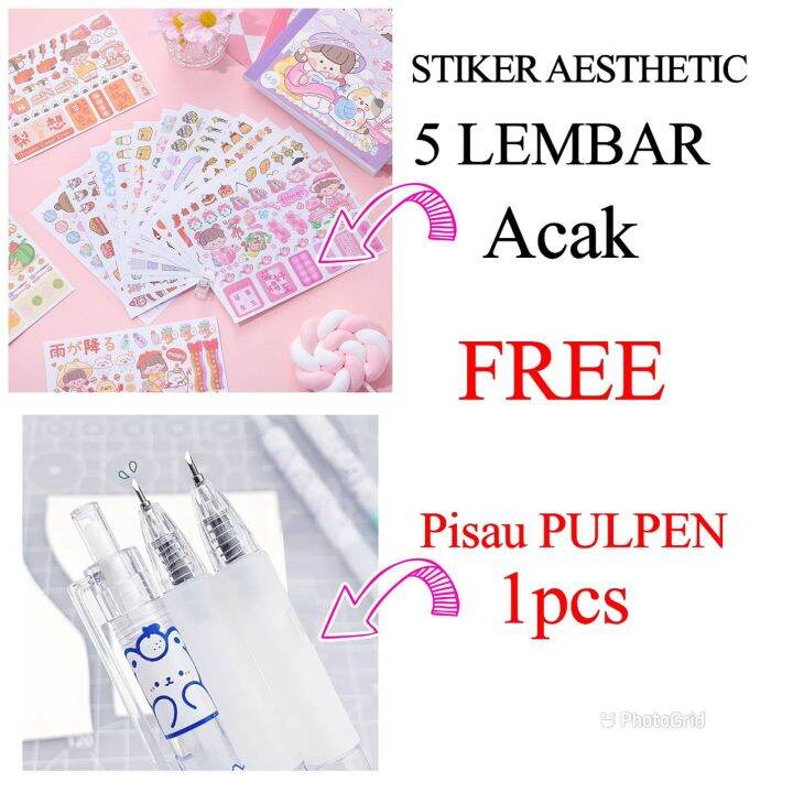 5 Lembar Sticker + FREE Pisau pulpen TS Buku spiral isi full sticker ...