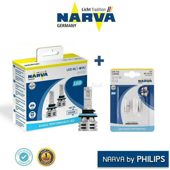 NARVA หลอดไฟรถยนต์ ขั้ว H11 รุ่น Range Performance LED [2 หลอด ...