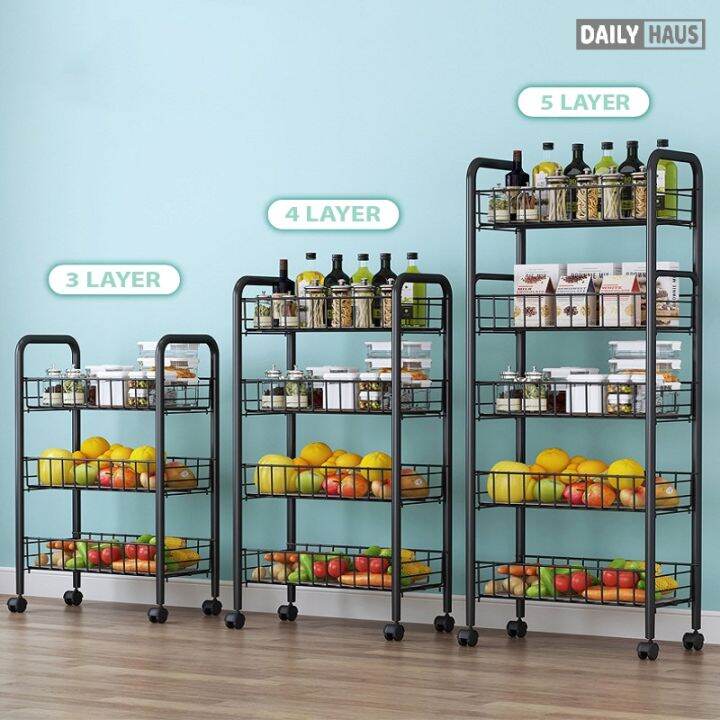 Multipurpose Trolley Rack With Wheel 3/4/5 Layer Rak Troli Serbaguna ...
