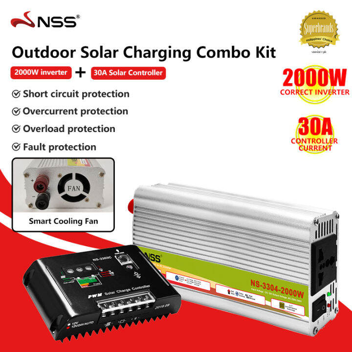 Nss 2 in 1 inverter 12v to 220v heavy duty set and solar charge ...
